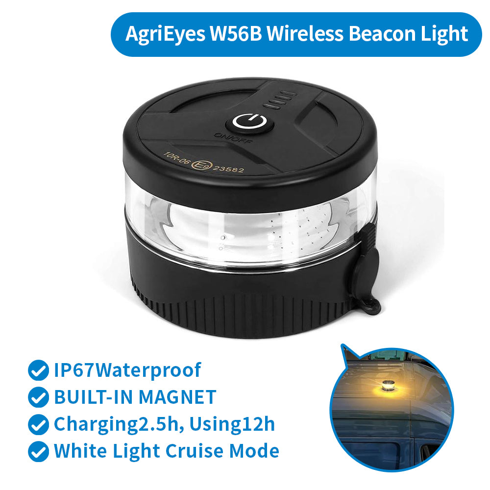 AgriEyes W56B Wireless Beacon Light, USB-C LED Rechargeable Strobe Lig